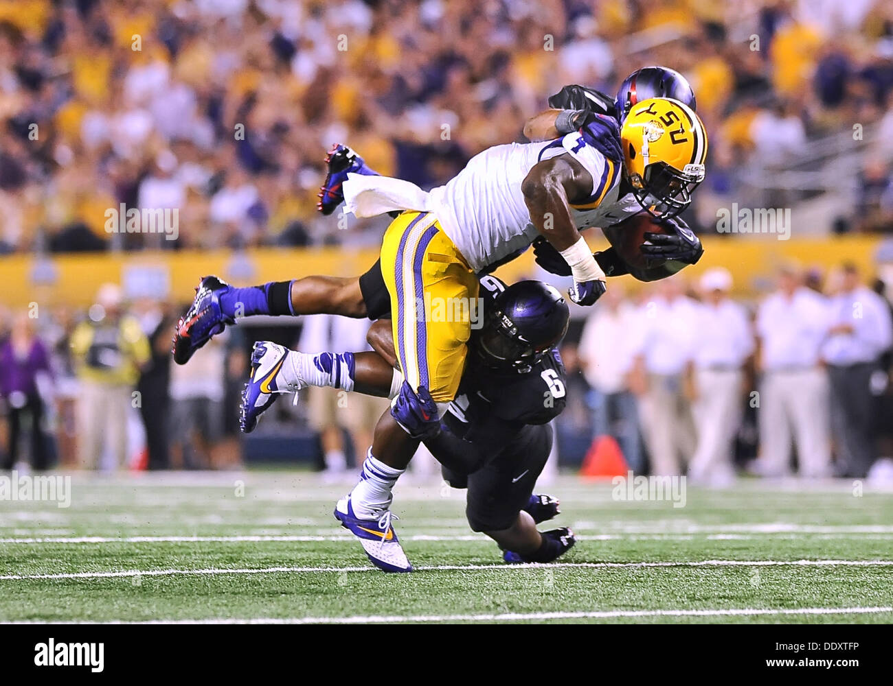 Aug. 31,2013:.LSU Tigers running back Alfred Blue (4) finds an opened ...