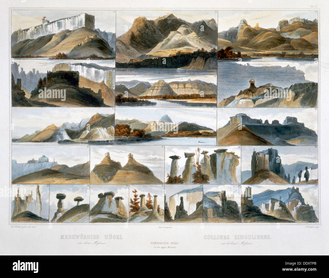 'Remarkable Hills on the Upper Missouri', 1844. Artist: Friedrich ...