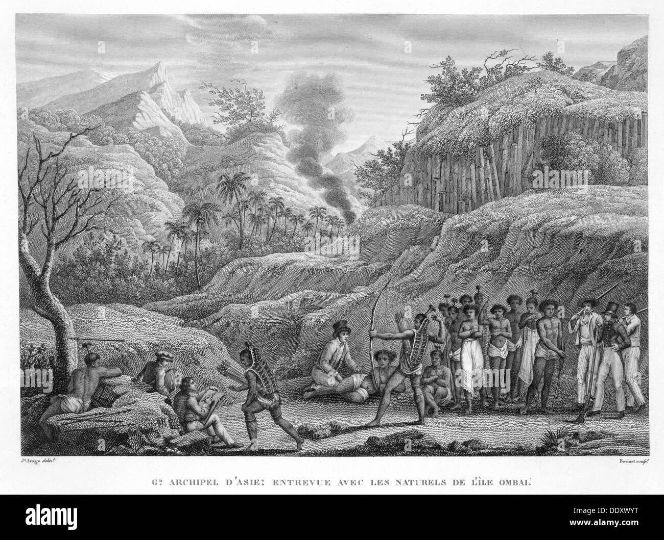 Great Asian Archipelago: French explorers with natives on the Island of ...