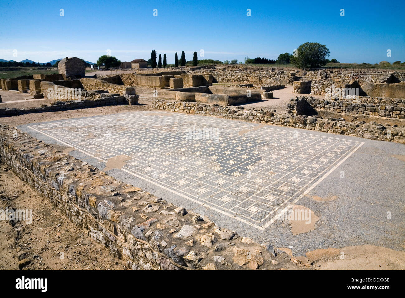 The mosaic floor of House I in the Roman city of Emporiae, Empuries ...