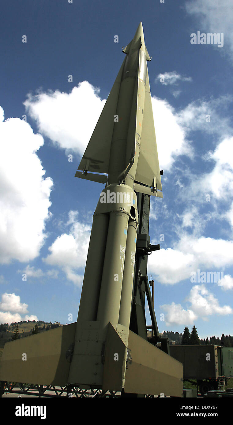 rocket with military explosive warhead for the war and blue sky Stock ...