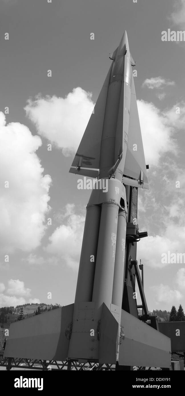 rocket military ready to go from the ramp of the secret military base ...