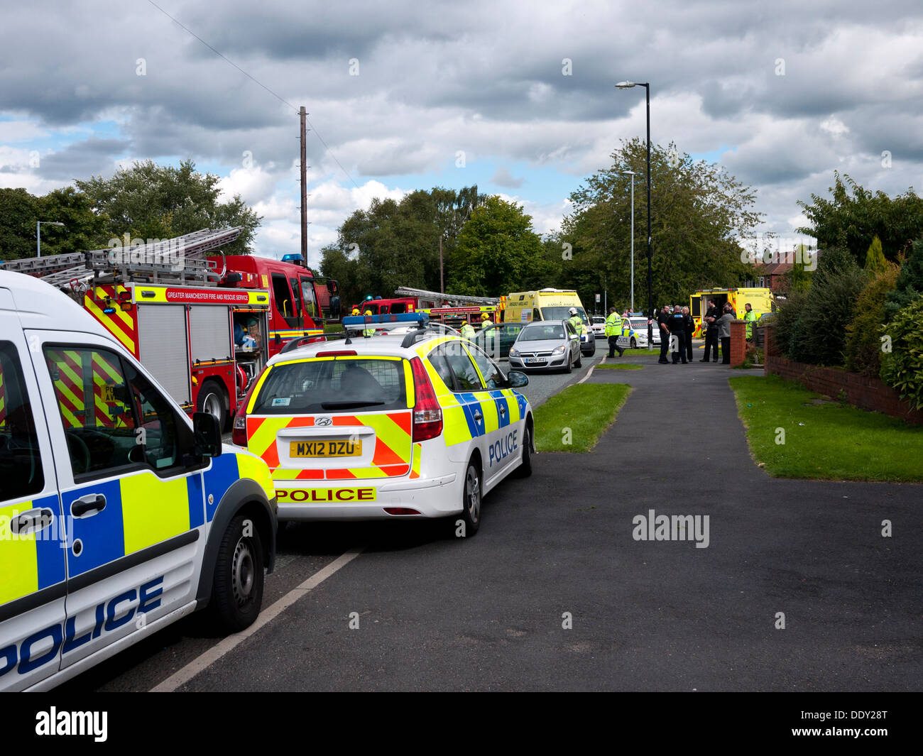 Car accident scene in Chadderton, Oldham, Greater Manchester, UK Stock ...
