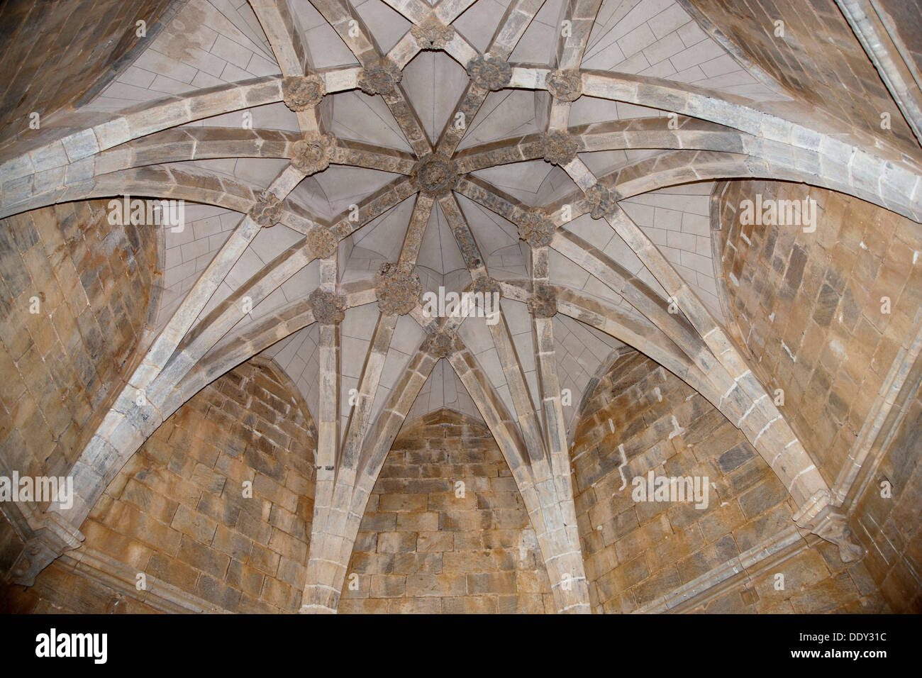 Star shaped Gothic vaulted ceiling, Beja Castle, Beja, Portugal, 2009 ...