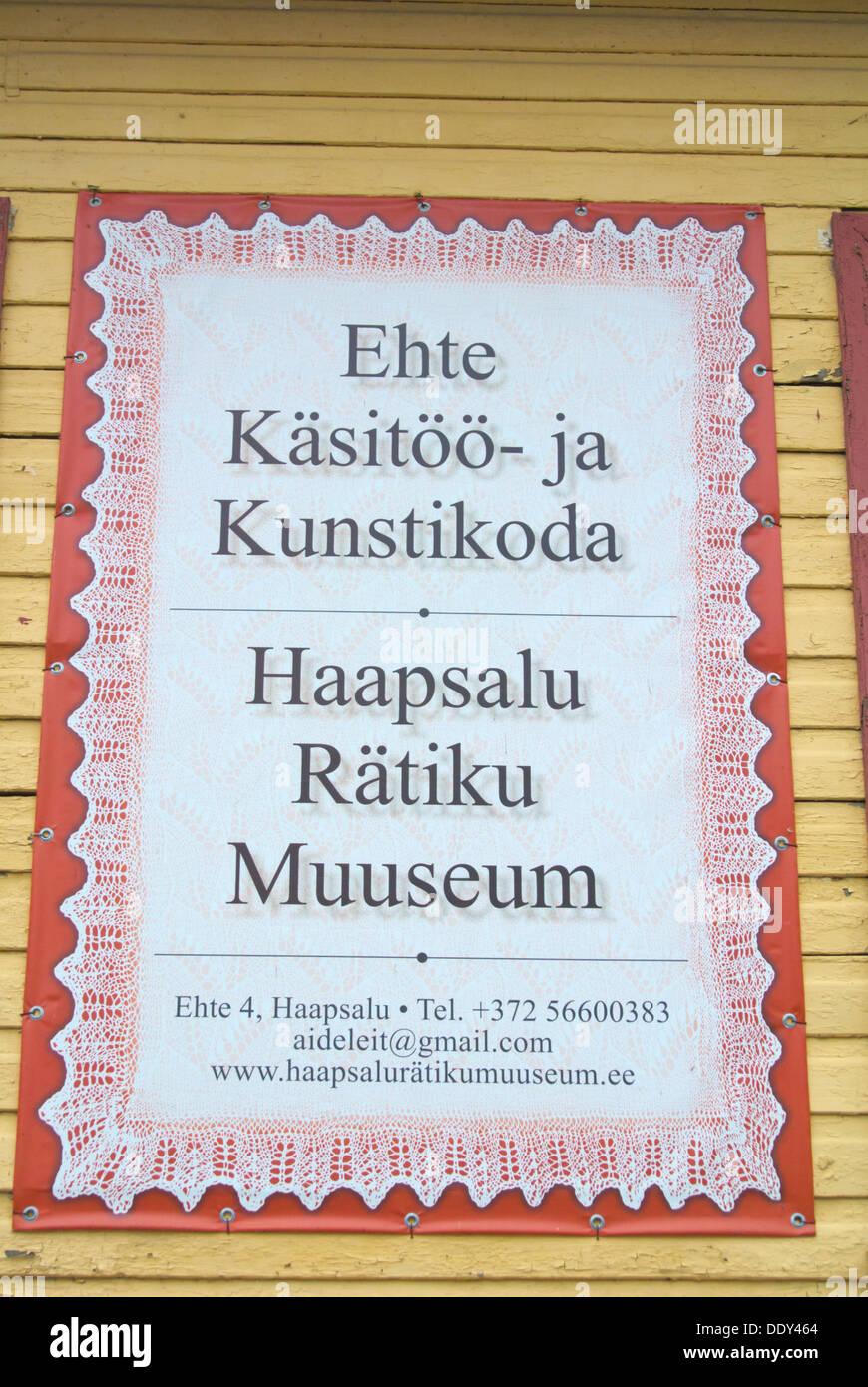 Handicraft museums sign Haapsalu resort town Laanemaa county Estonia ...