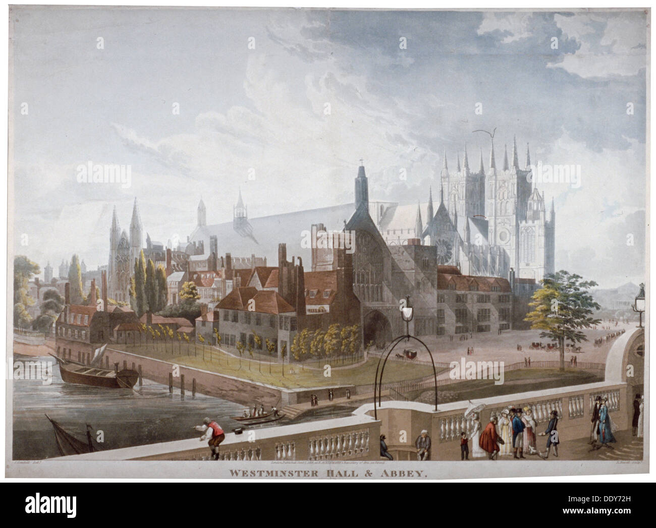 View of Westminster Hall and Abbey, from Westminster Bridge, London ...