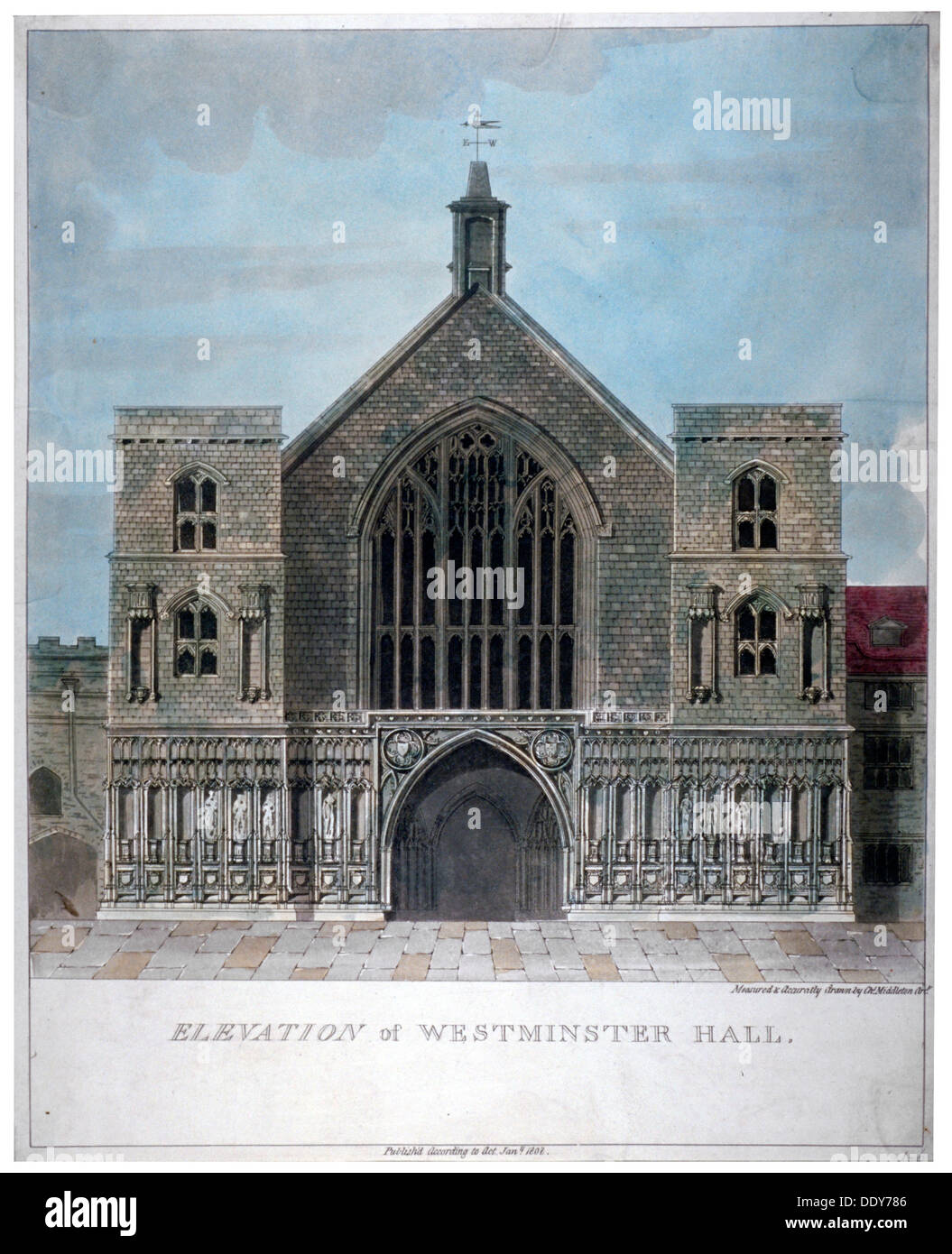 Elevation of Westminster Hall, London, 1808. Artist: Anon Stock Photo ...