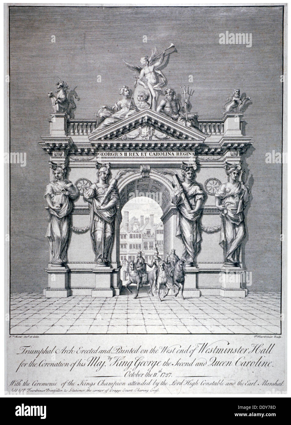 Triumphal arch on the west end of Westminster Hall, London, 1727 ...