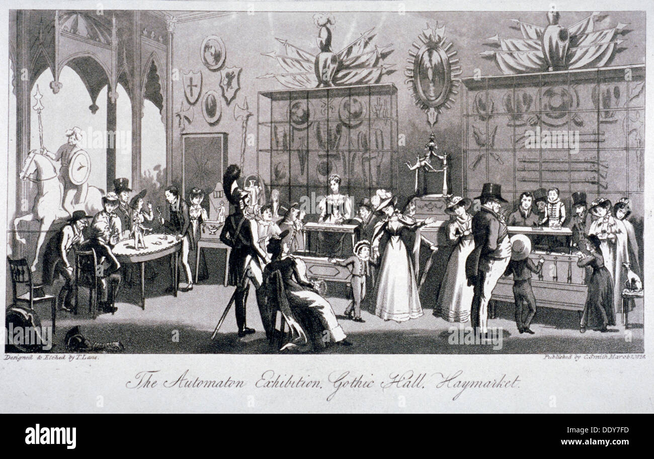 Interior view of the Automaton Exhibition in the Gothic Hall, Haymarket ...