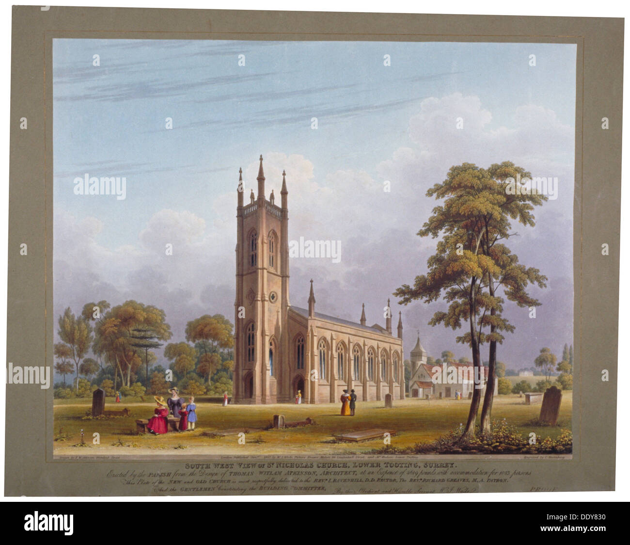 South-west view of St Nicholas Church, Tooting, London, 1832. Artist: C ...