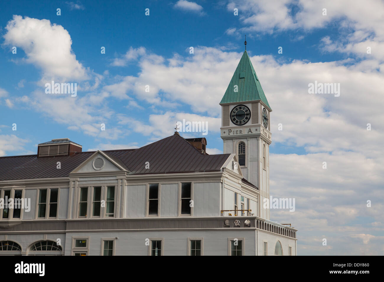 Pier A - Victorian clock tower in Battery Park - New York, USA Stock ...