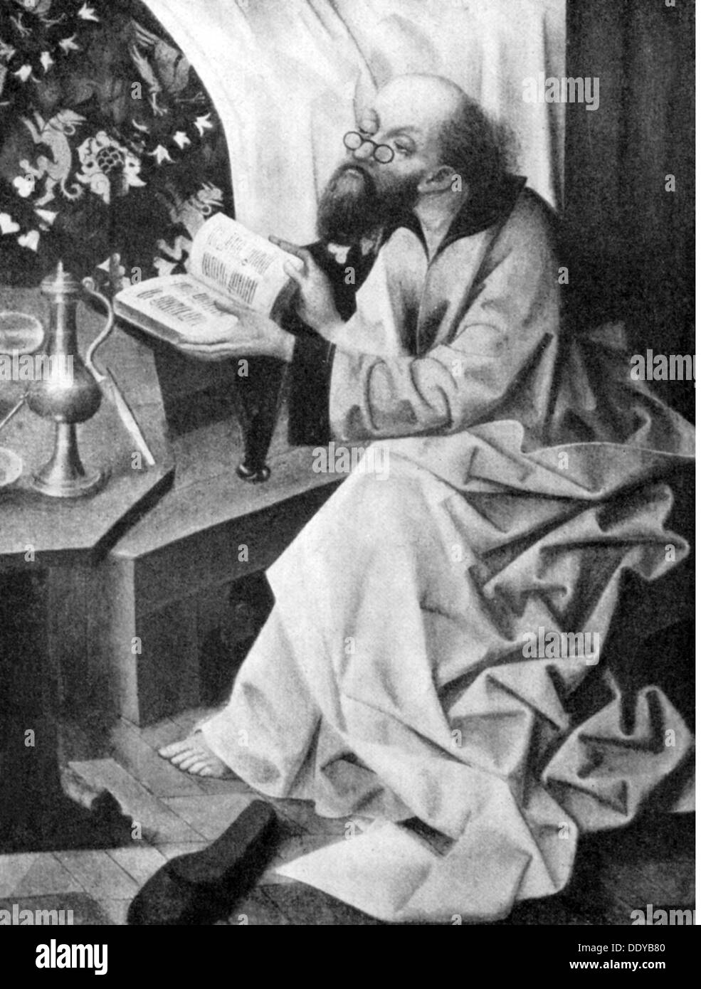 medicine, ophthalmology, apostle reading with glasses, painting "Death ...