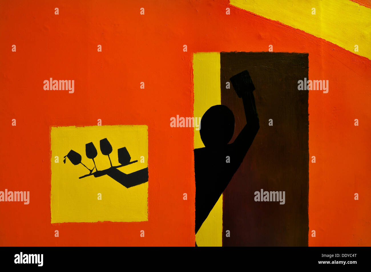 Mural of a waiter in the former Olympic Village, Munich, Bavaria Stock ...