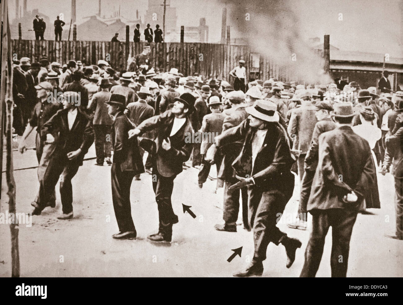 Riot during a strike by Standard Oil workers, Bayonne, New Jersey, USA ...