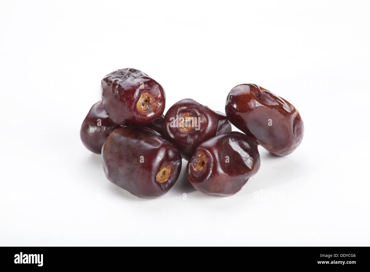 Close-up of tropical date fruits isolated over white background Stock ...