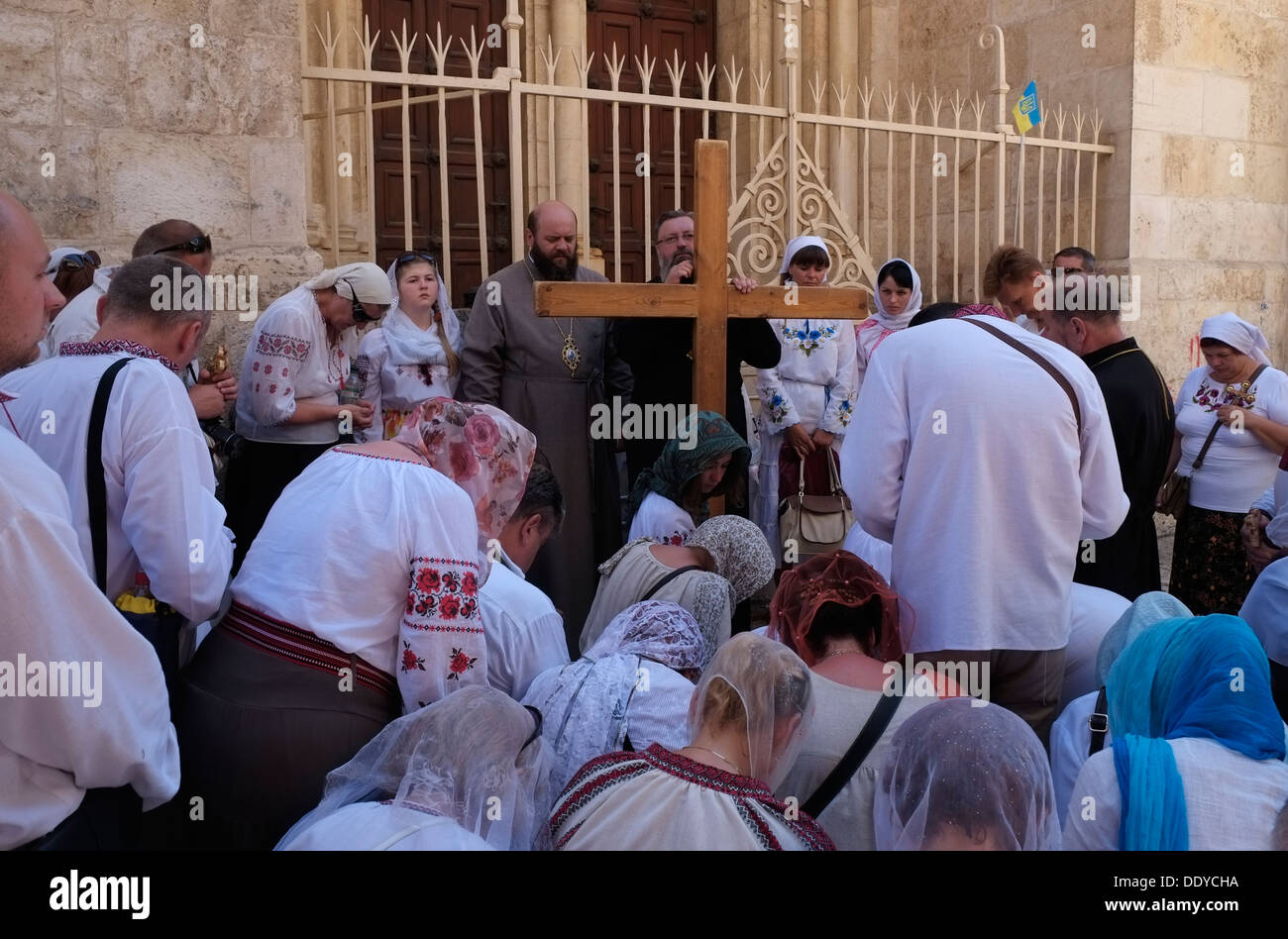 Orthodox Christian Pilgrims from Russia at the Via Dolorosa in the ...