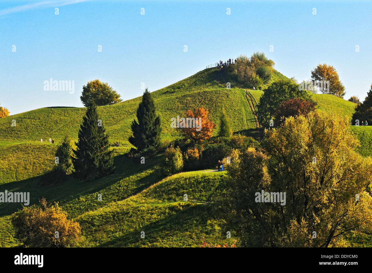 Olympiaberg hill with tourists, Munich, Bavaria Stock Photo - Alamy