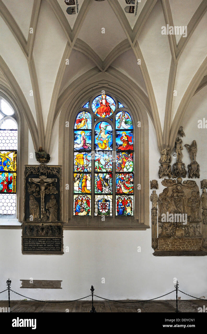 Coloured windows in the mortuary of Eichstaett Cathedral, Eichstaett ...