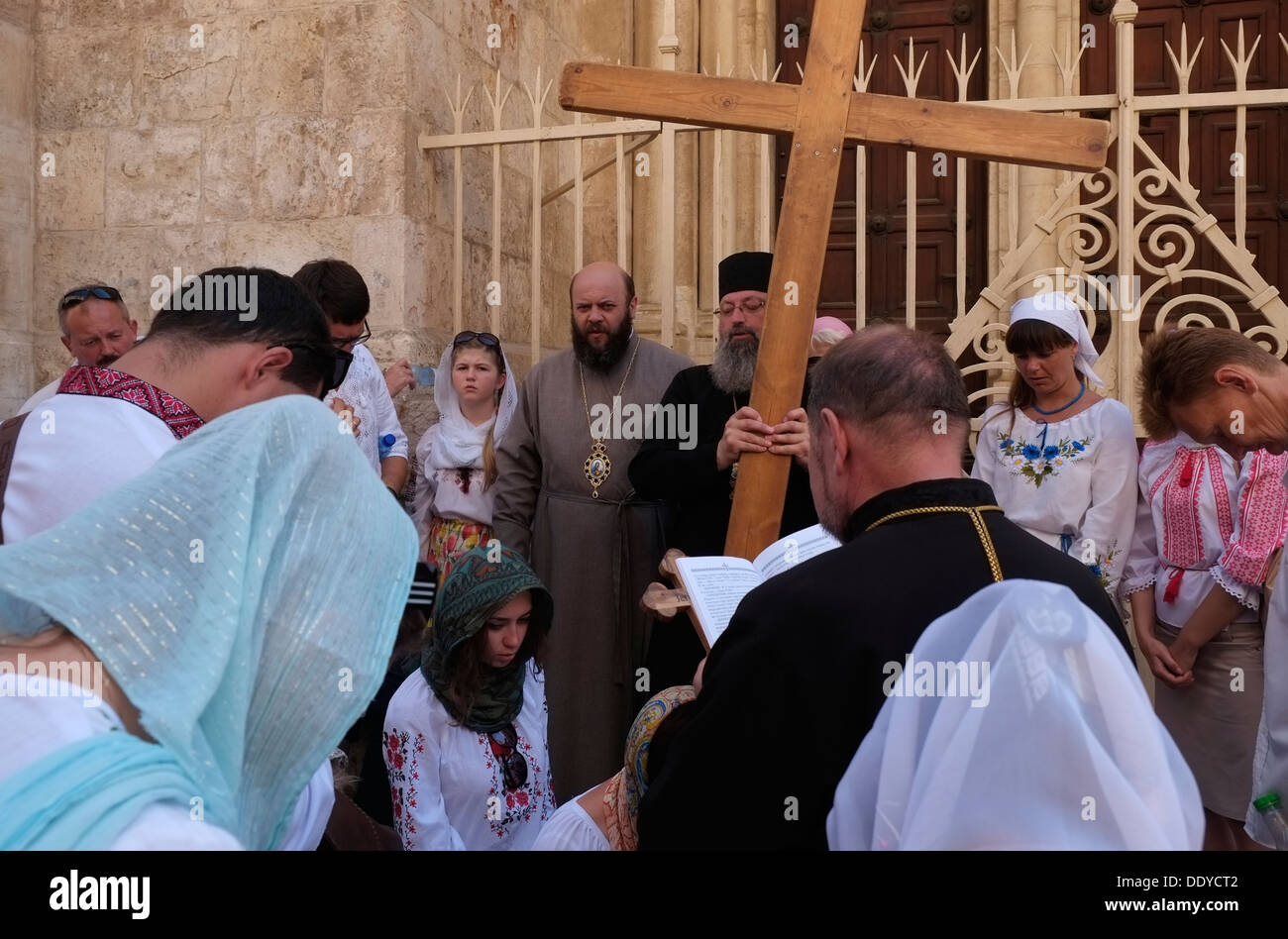 Orthodox Christian Pilgrims from Russia at the Via Dolorosa in the ...