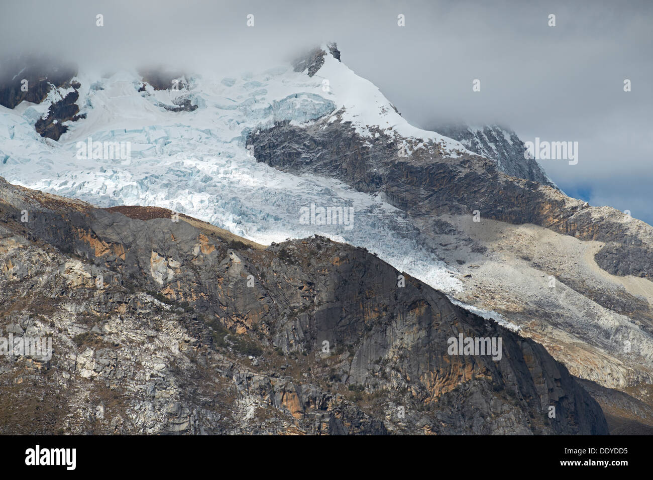 The glacier below the Summit of Huascaran in the Huascarán National ...