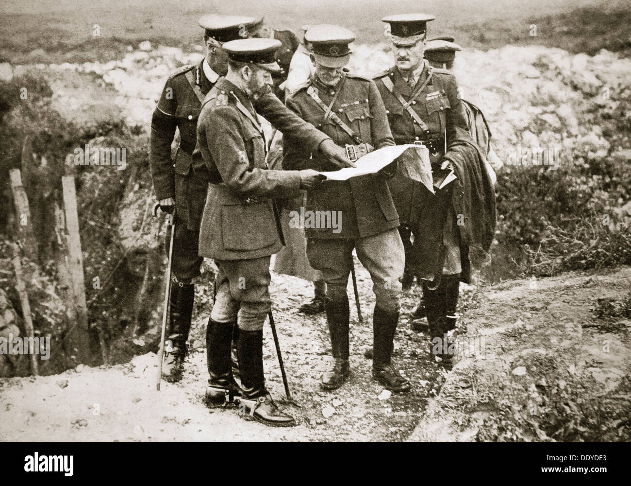 King George V visits the front, France, World War I, 1916. Artist ...