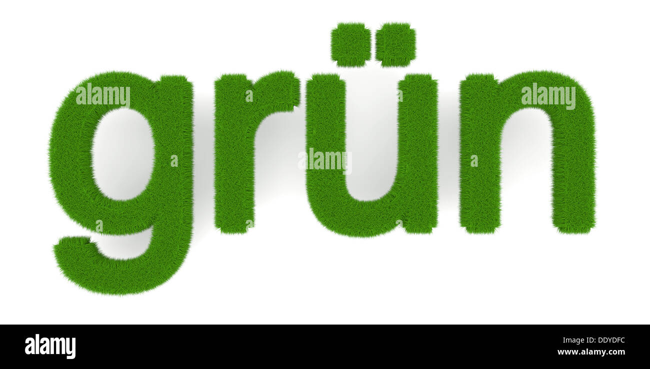 The word "gruen" ("Green" in german). Symbol for ecology. 3d ...