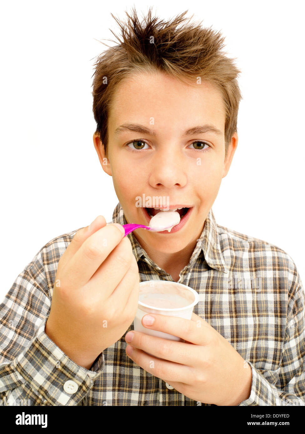 Teen Eating Yogurt