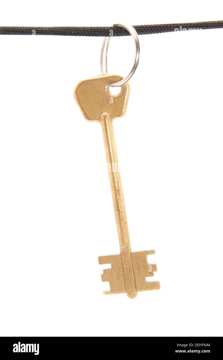 Key and rope on a white background Stock Photo - Alamy