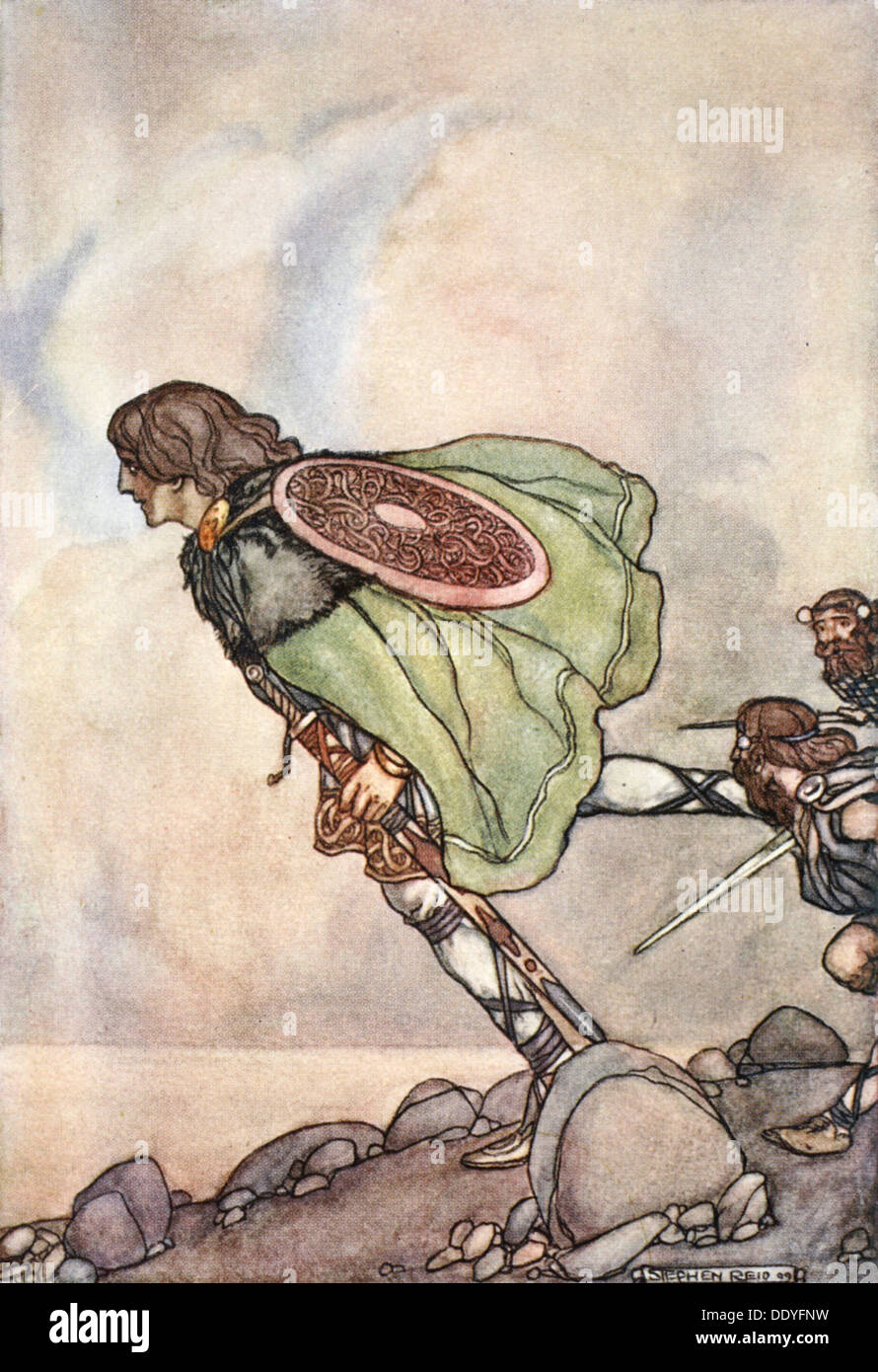 'They ran him by hill and plain', c1910. Artist: Stephen Reid Stock ...