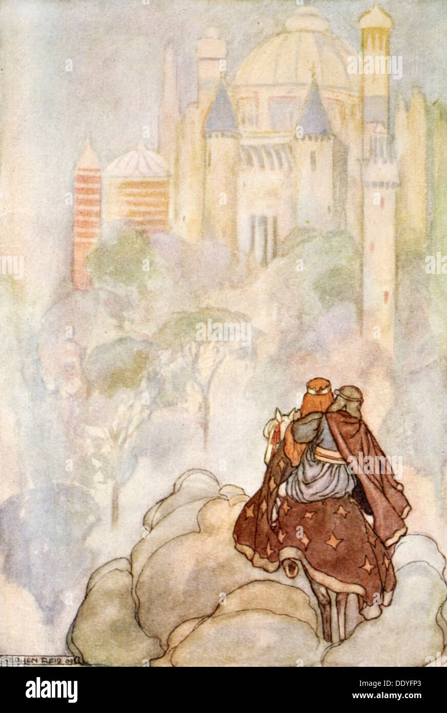 'They rode up to a stately palace', c1910. Artist: Stephen Reid Stock ...