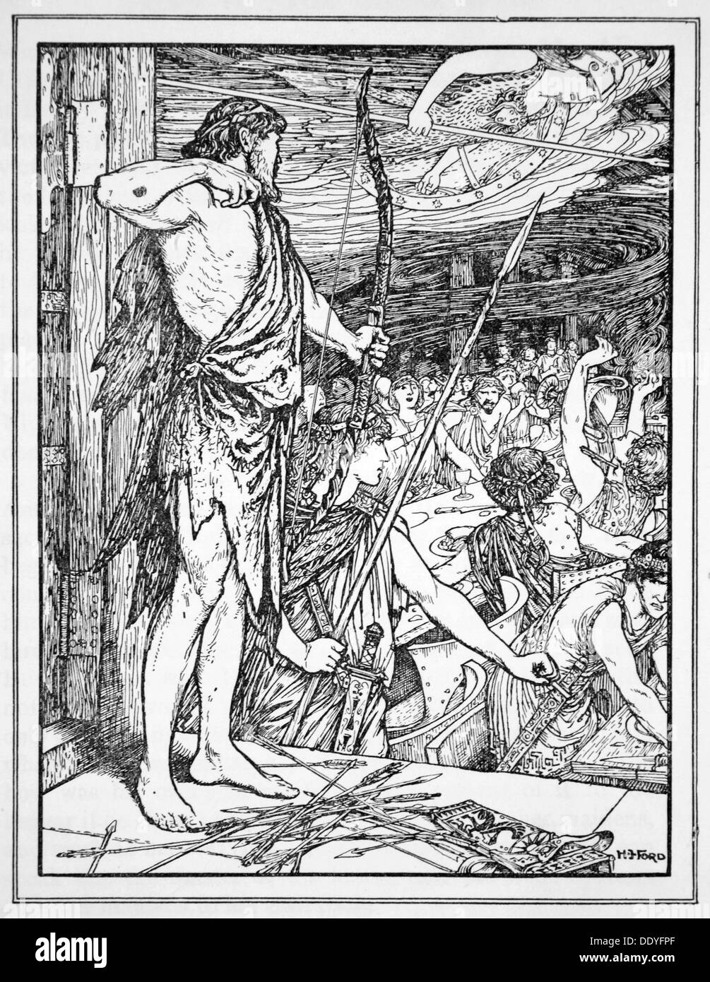 'Ulysses Shoots the First Arrow at the Wooers', 1926. Artist: Henry ...