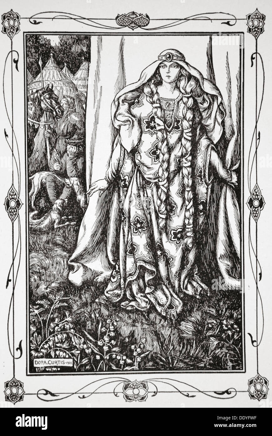 'At the door of one.. stood a lady', 1905. Artist: Dora Curtis Stock ...