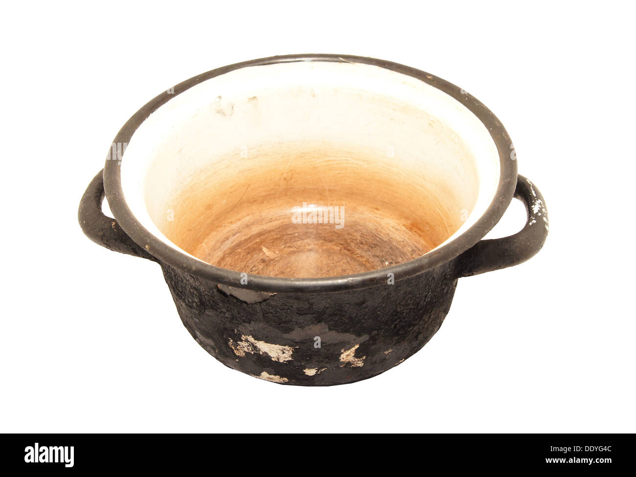 sooty pot on a white background Stock Photo - Alamy