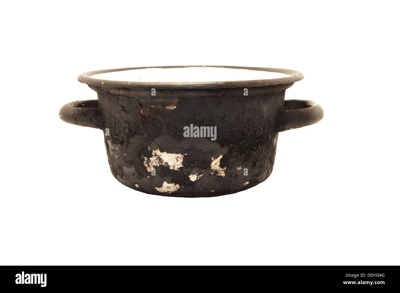 sooty pot on a white background Stock Photo - Alamy