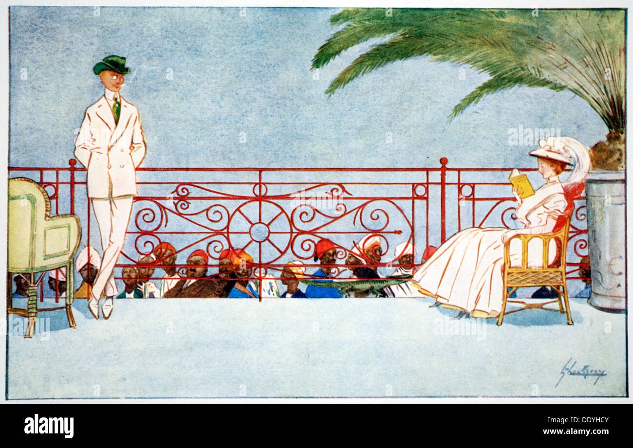 'Romeo and Juliet - Balcony scene at Shepheard's Hotel, Cairo', 1908. Artist: Lance Thackeray ...