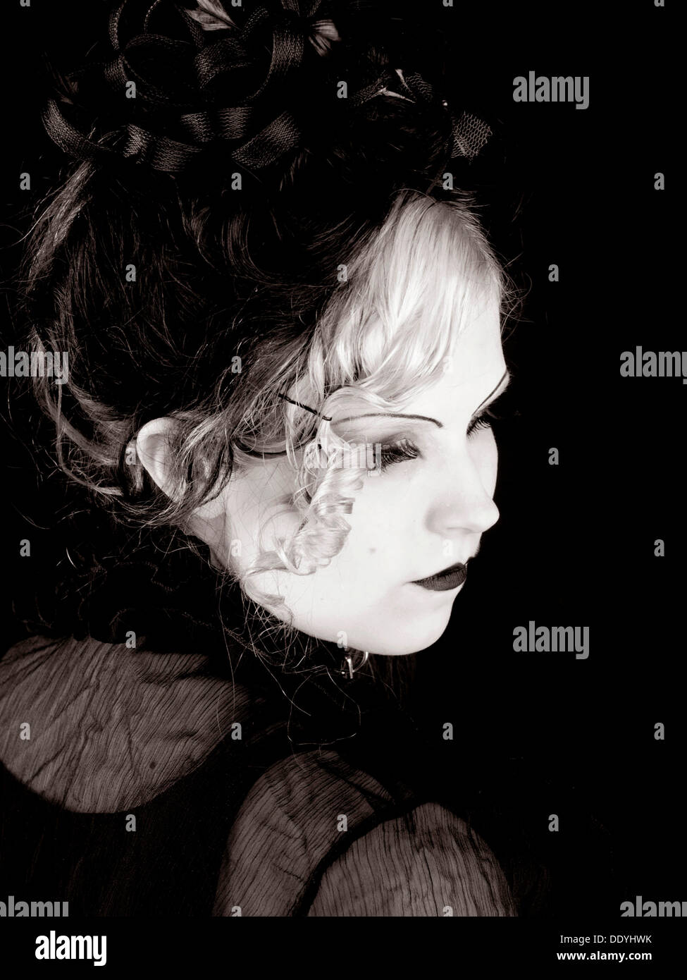 Woman, Gothic, retro, face, pale Stock Photo - Alamy