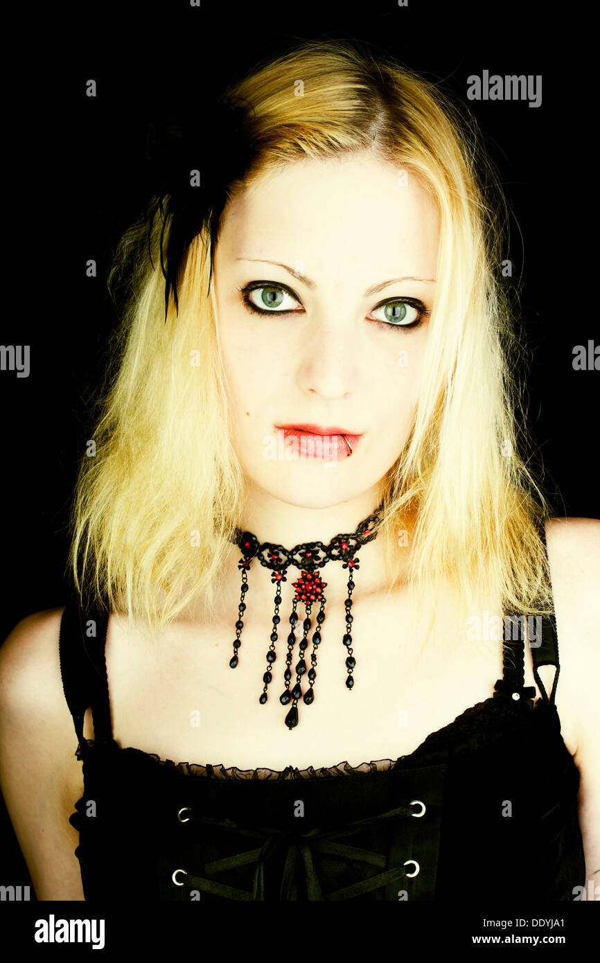 Woman, Gothic, face, looking serious Stock Photo - Alamy