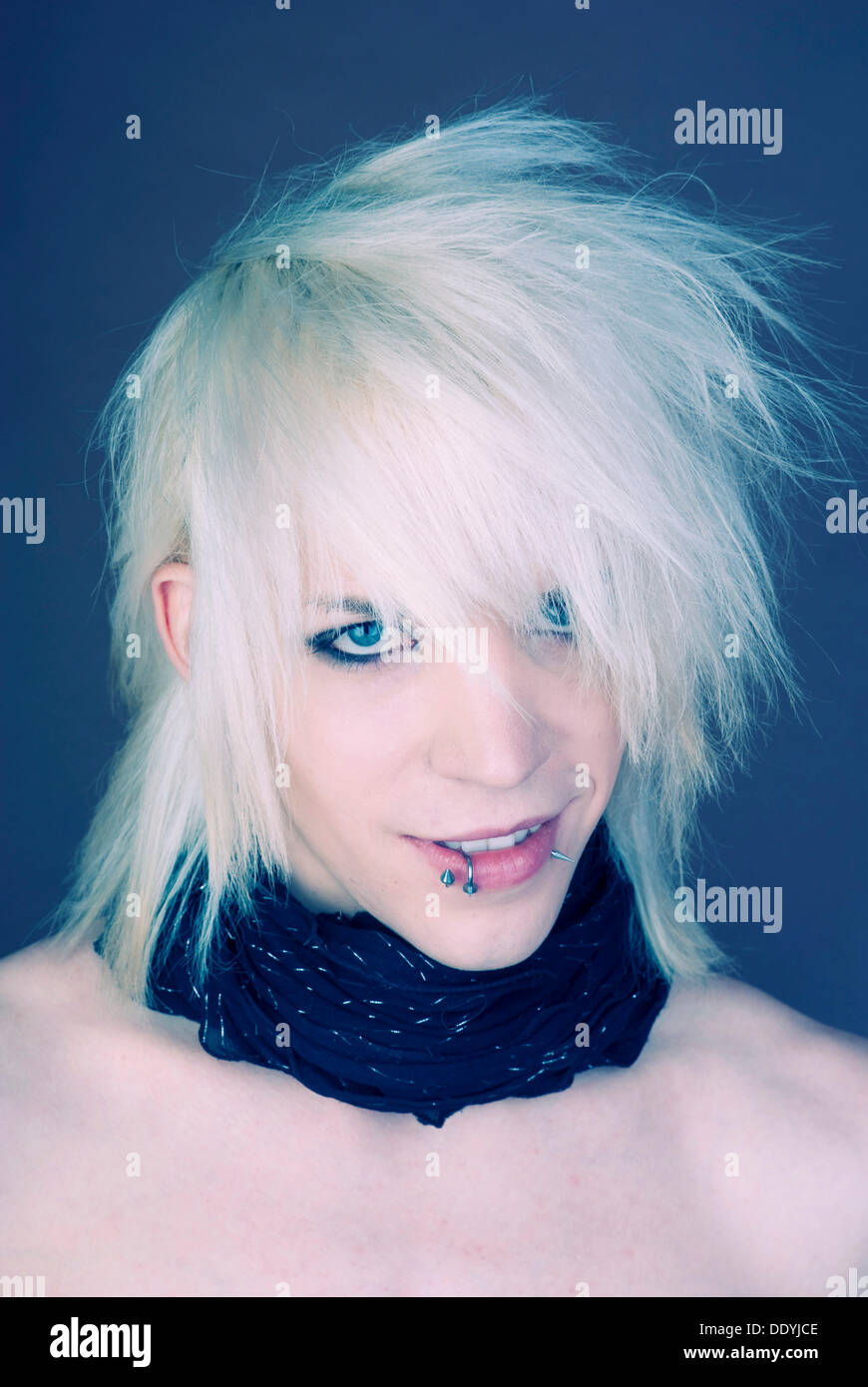 Smiling blond man, Goth subculture, Manga, portrait Stock Photo - Alamy