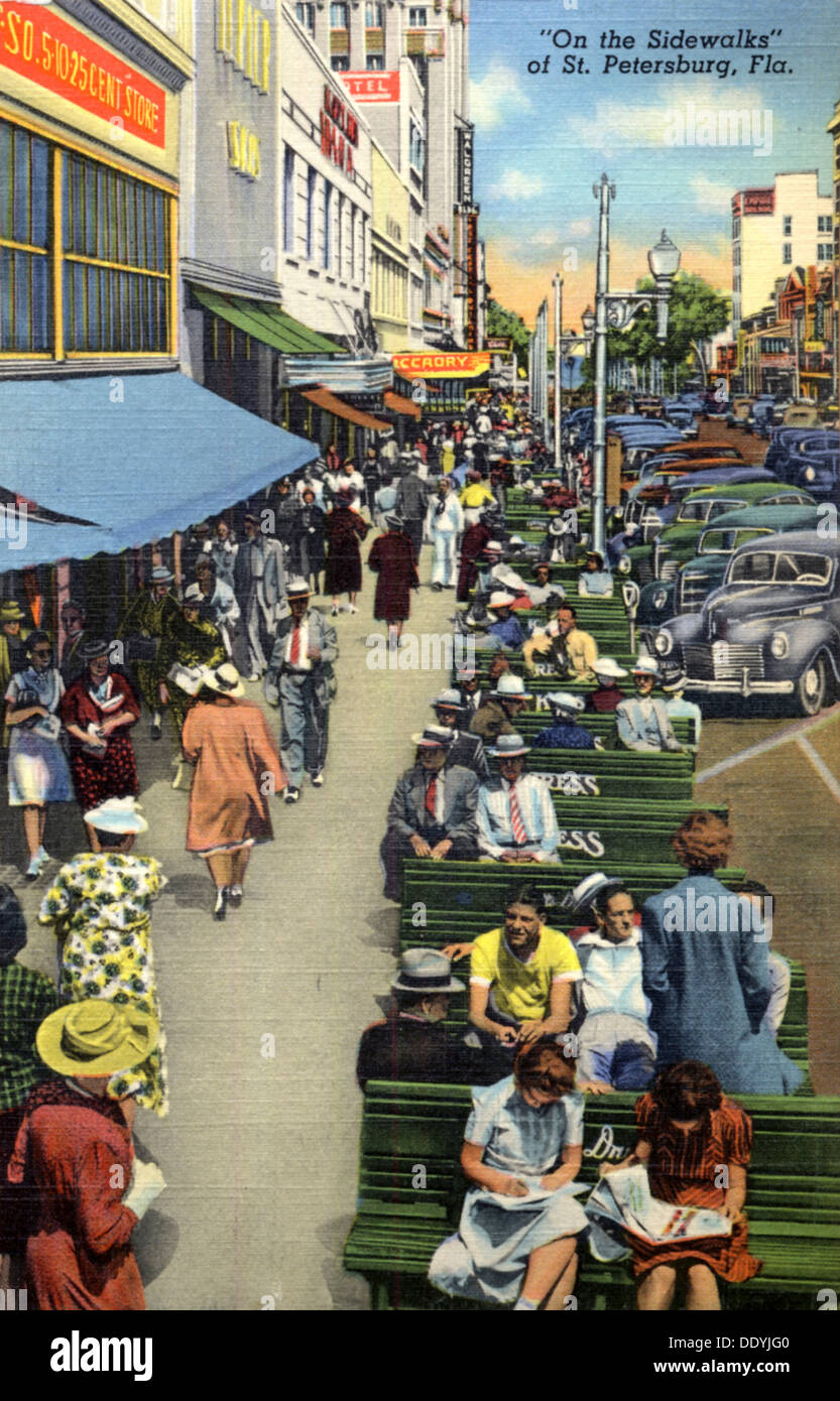 'On the Sidewalks of St Petersburg, Florida, USA, 1940. Artist: Unknown ...
