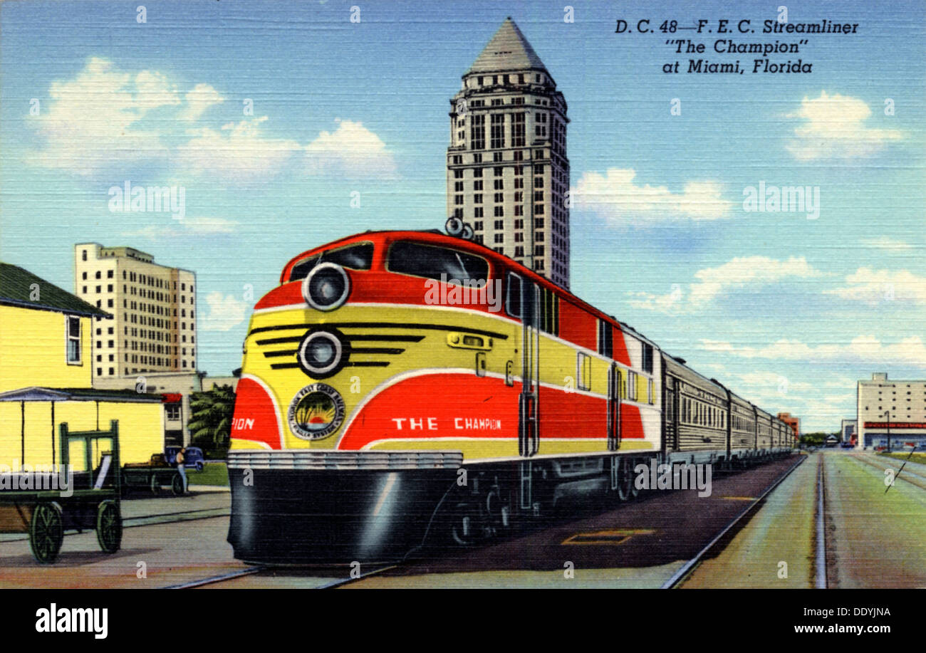 FEC Railway streamliner train 'The Champion', at Miami, Florida, USA ...