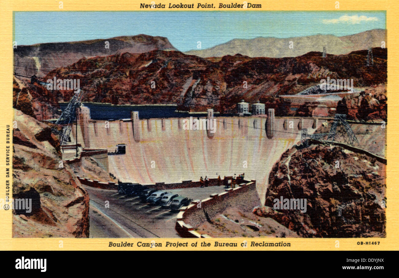 Nevada Lookout Point, Boulder Dam, Arizona/Nevada, USA, 1940. Artist ...