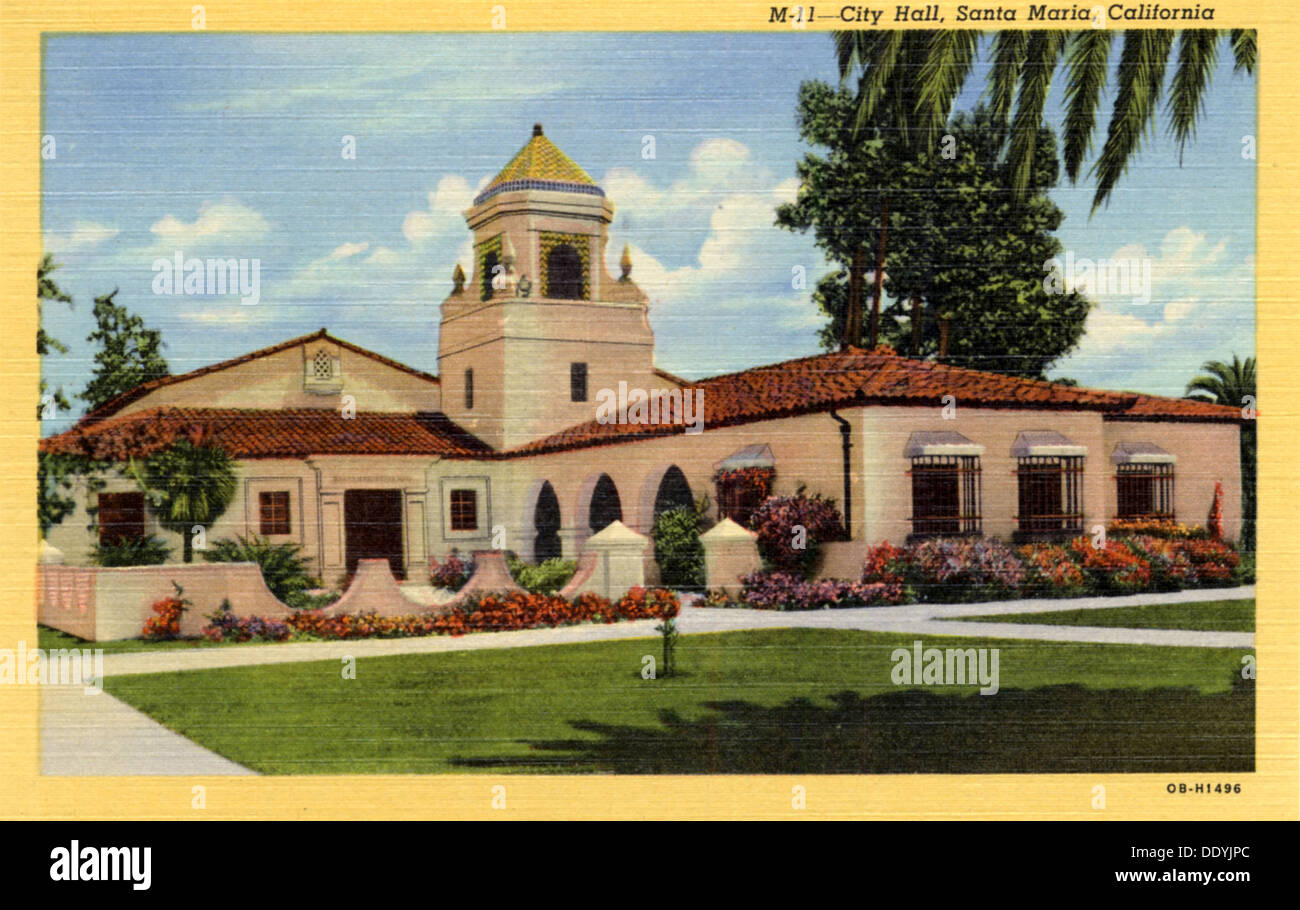 City Hall, Santa Maria, California, USA, 1940. Artist: Unknown Stock ...