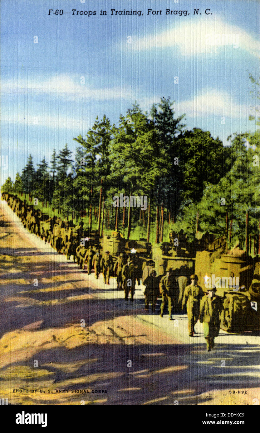 Troops in training, Fort Bragg, North Carolina, USA, 1945. Artist: US ...