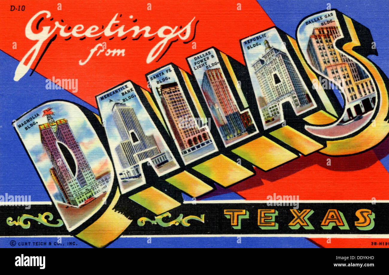 'Greetings from Dallas, Texas', postcard, 1943. Artist: Unknown Stock ...