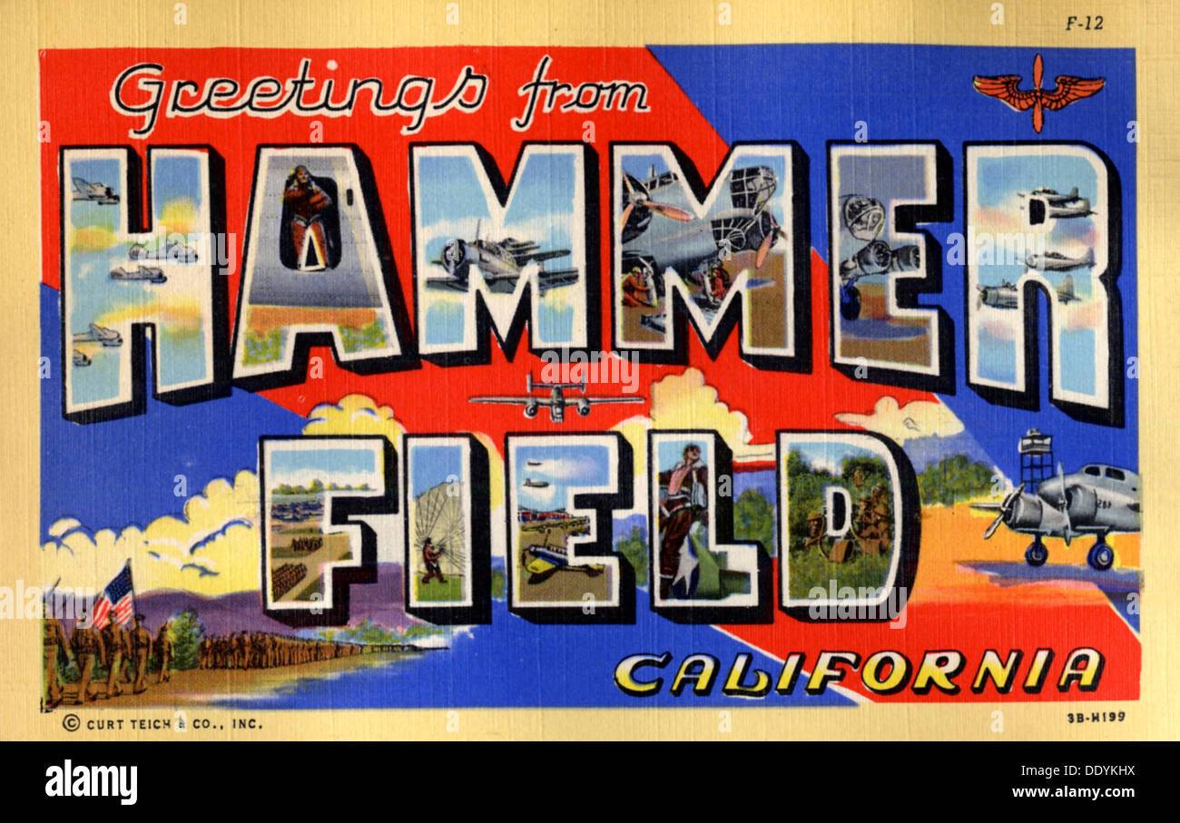 'Greetings from Hammer Field, California', postcard, 1943. Artist ...