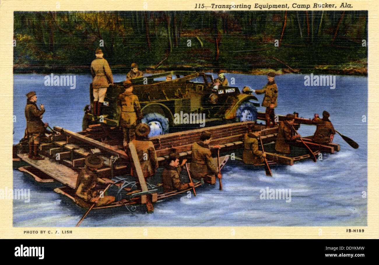 Transporting military equipment, Camp Rucker, Alabama, USA, 1941 ...