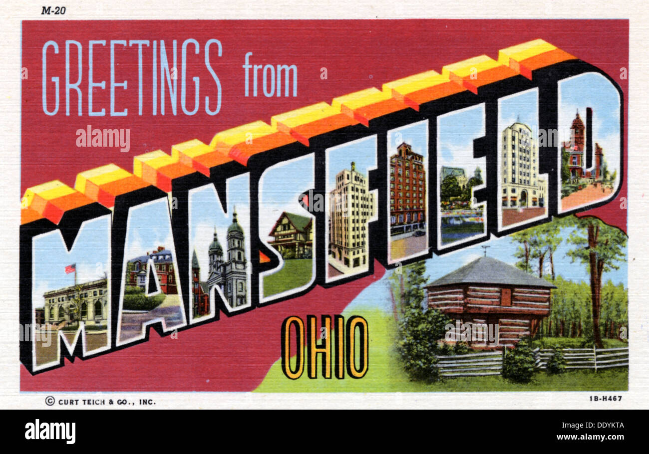 'Greetings from Mansfield, Ohio', postcard, 1941. Artist: Unknown Stock ...