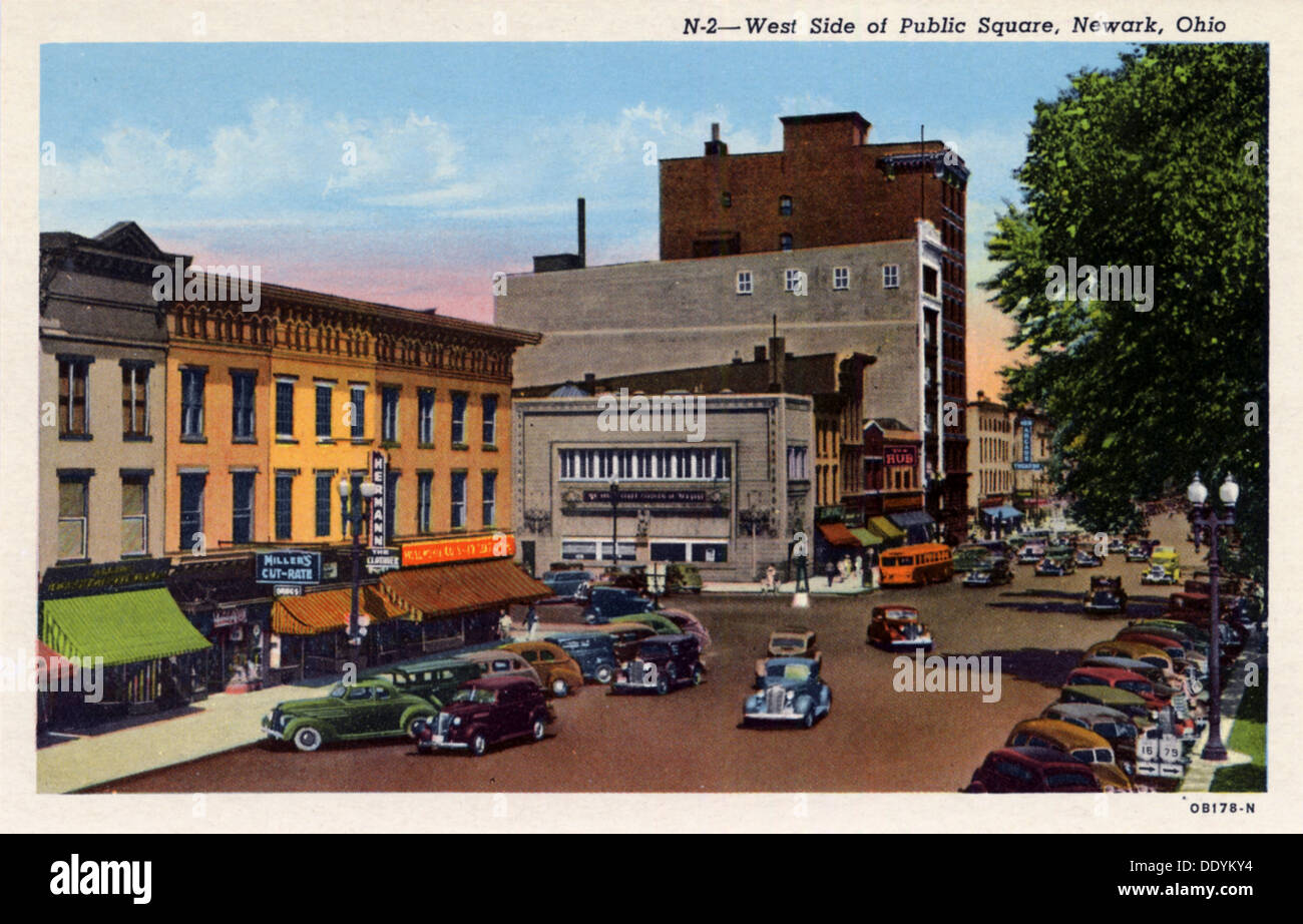 West side of Public Square, Newark, Ohio, USA, 1940. Artist: Unknown ...