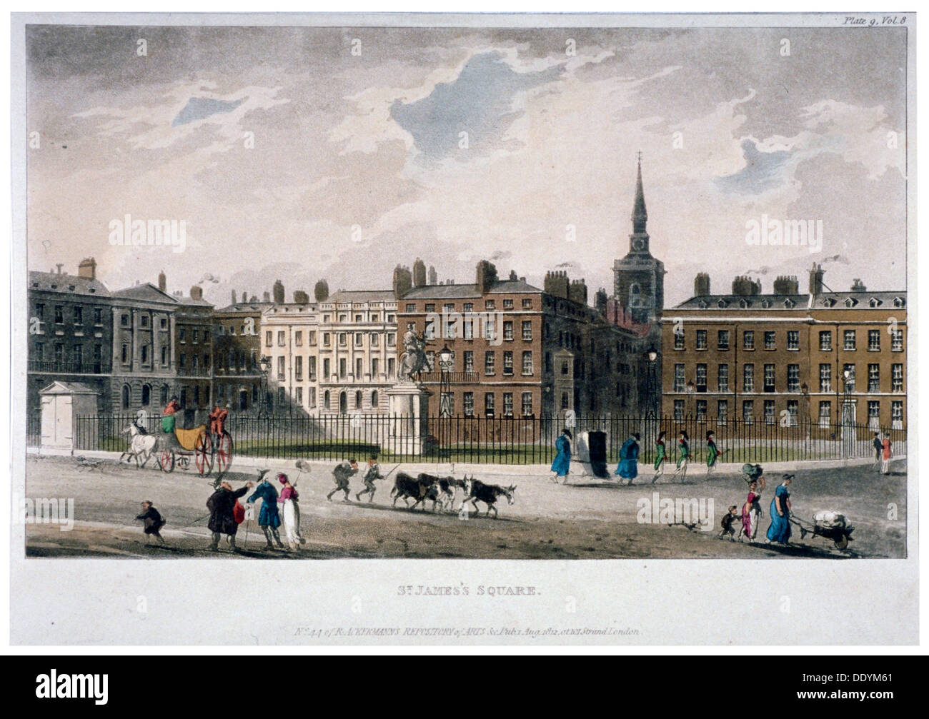 View of St James's Square from the south-east corner, London, 1812 ...