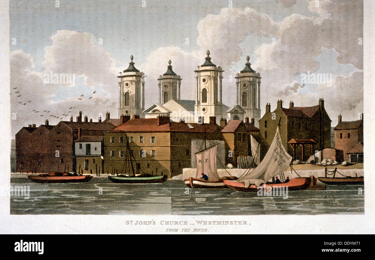 Church of St John the Evangelist from the River Thames, Westminster ...